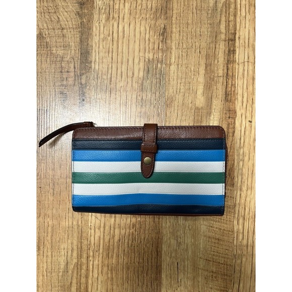 Fossil | Bags | Nwt Fossil Blue Leather Large Wallet | Poshmark